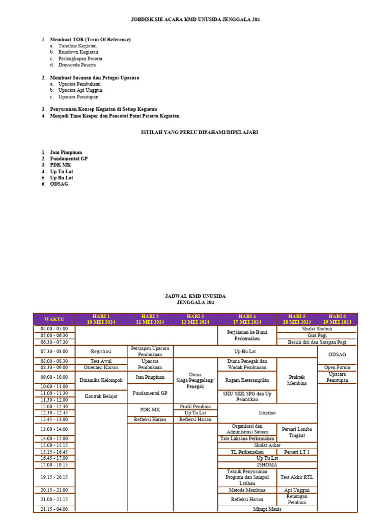 Jadwal KMD Unusida 2024 | PDF