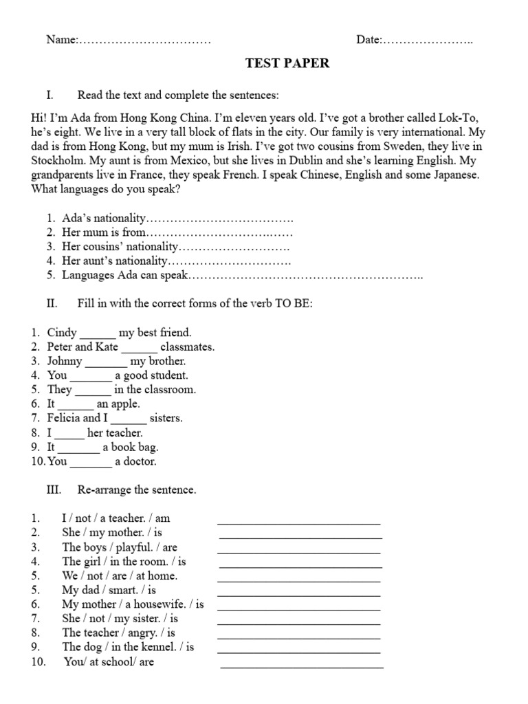 Test Clasa 5 Modulul1 | PDF | Linguistics