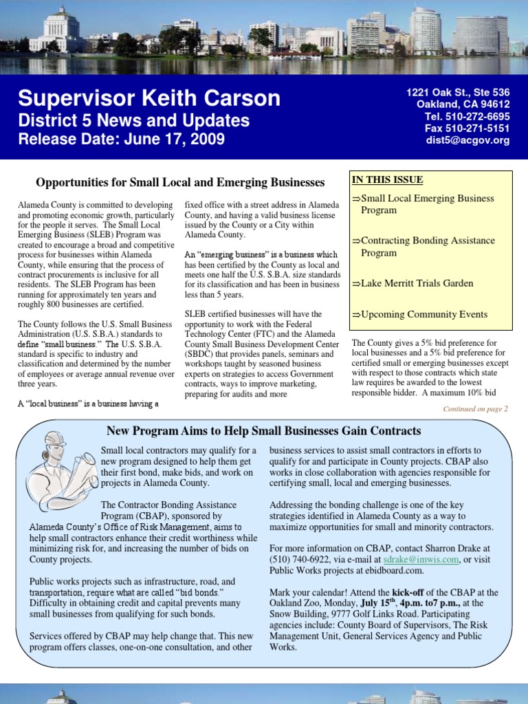 Supervisor Keith Carson: District 5 News and Updates | PDF | Small ...