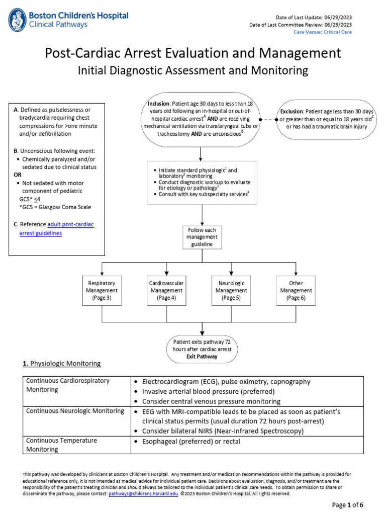 Pediatric Post-Cardiac Arrest Pathway | PDF | Medical Diagnosis ...