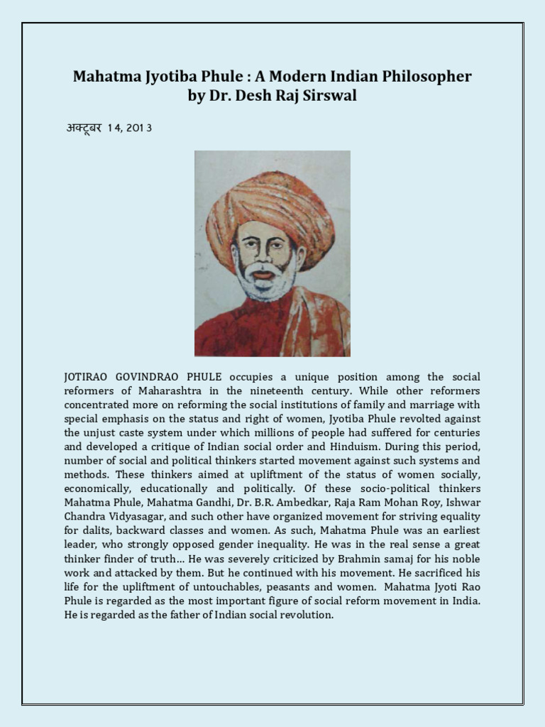 Mahatma Jyotiba Phule A Modern Indian PH | PDF | Dalit | Mahatma Gandhi