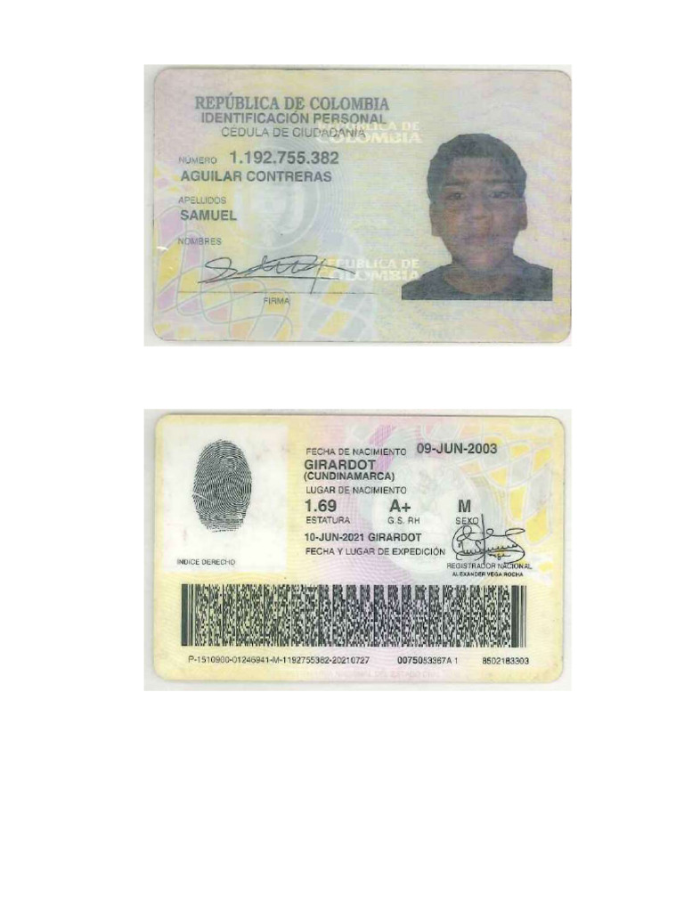 Cedula Samuel Aguilar | PDF