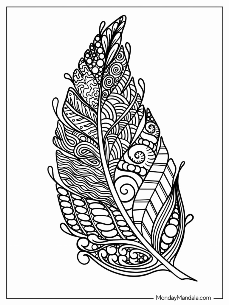 Leaf Zentangle Coloring Page | PDF