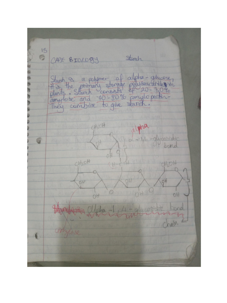 CAPE BIOLOGY UNIT- STRUCTURES AND FUNCTIONS OF STARCH | PDF