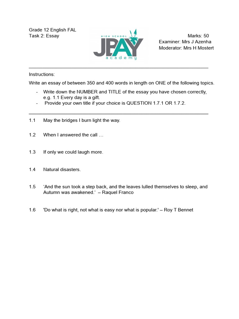 Grade 12 English FAL | PDF