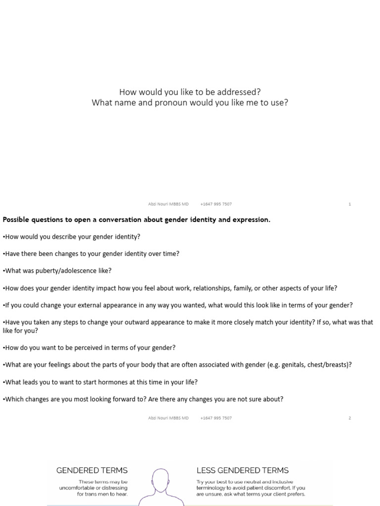 Questions for Gender Identity Conversations | PDF | Gender | Gender Studies