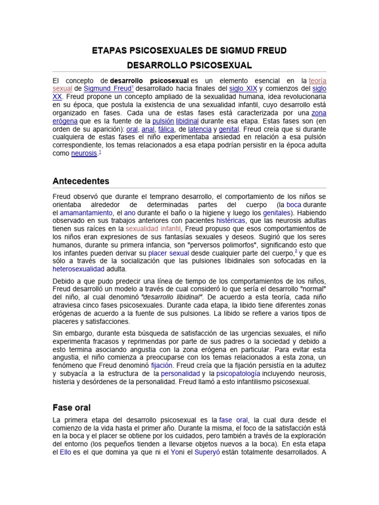 Etapas Psicosexuales de Sigmud Freud | PDF | Sigmund Freud | Complejo ...