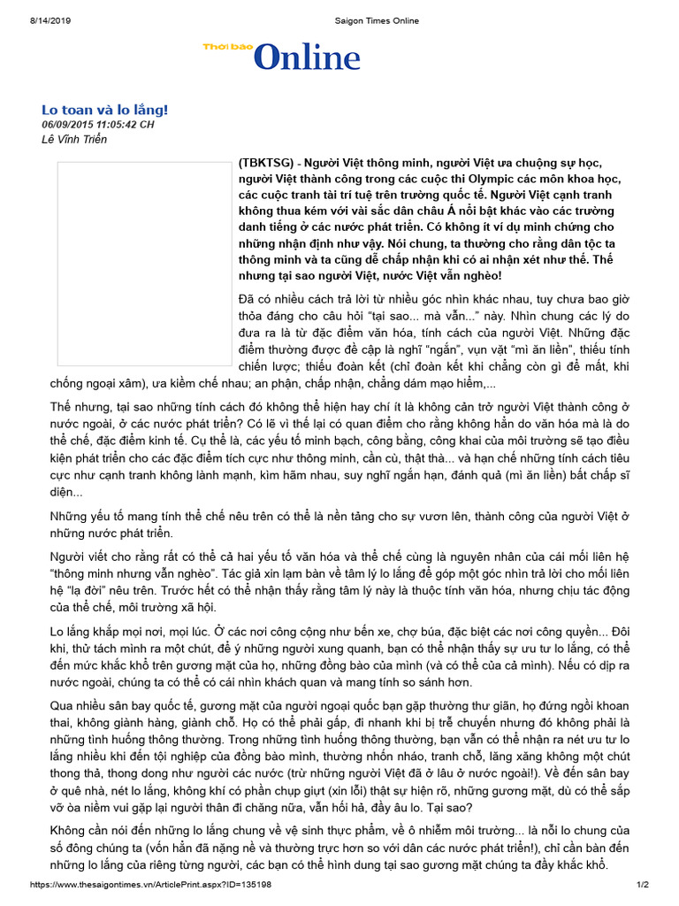 Le Vinh Trien TBKTSG Lo Lang Va Lo Toan | PDF