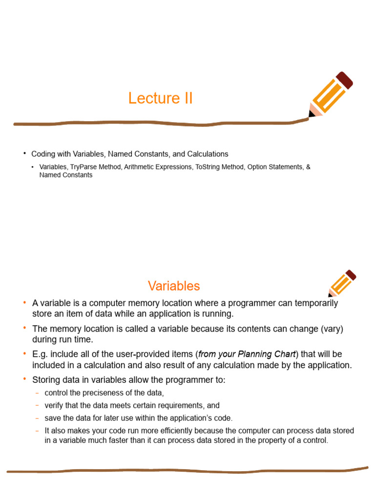 VB Lecture II | PDF | Variable (Computer Science) | Data Type