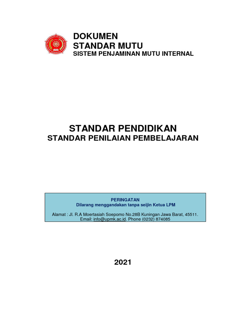 Standar Penilaian Pembelajaran SPMI | PDF | Karier & Perkembangan ...