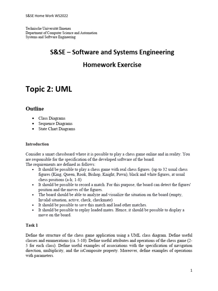 SSE2_UML | PDF | Chess | Unified Modeling Language