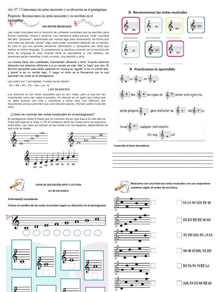 Act1 Las Notas Musicales | PDF | Ritmo | Notación musical