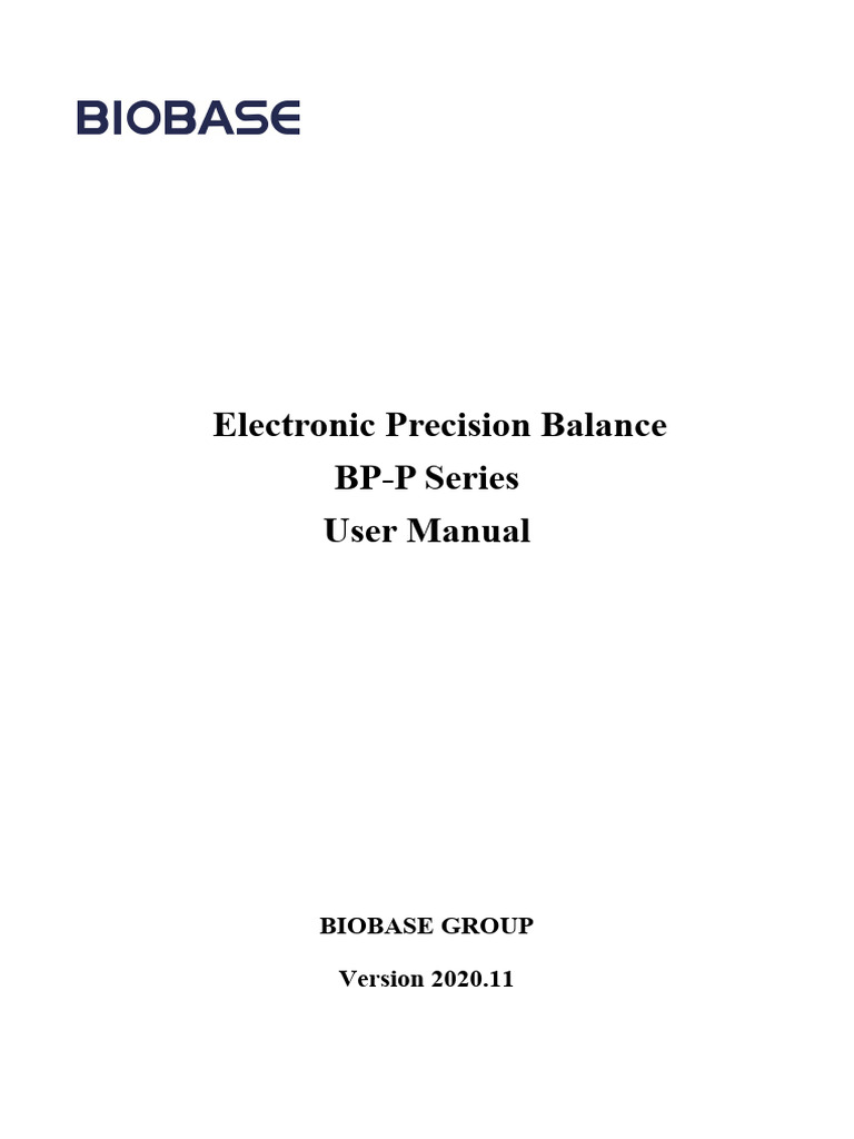 BP-P Series Balance Setup Guide | PDF | Calibration | Weighing Scale