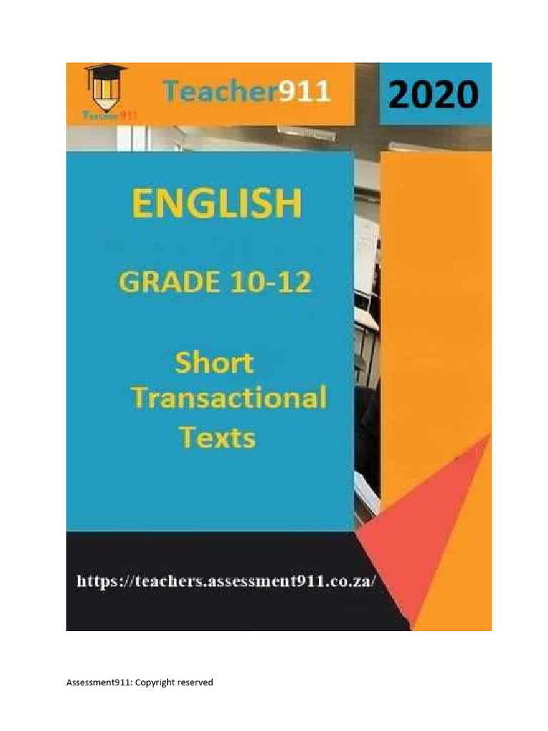 KDV 10-12 Eng Notes On Short Transactional Texts Writing | PDF ...