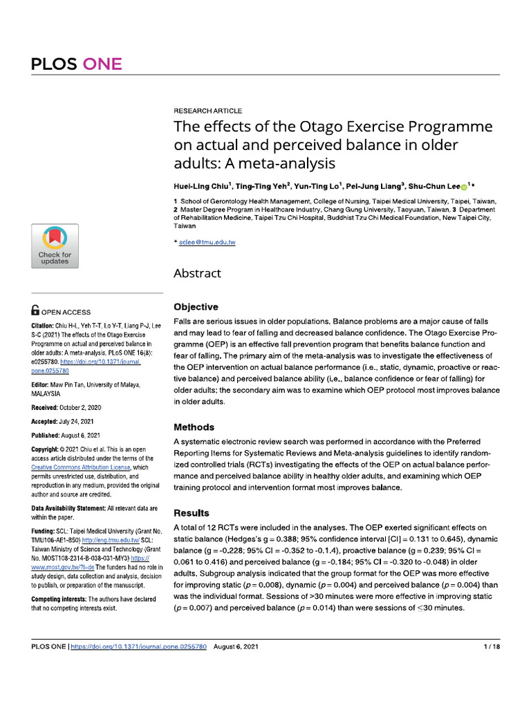 The Effects of The Otago Exercise Programme | PDF