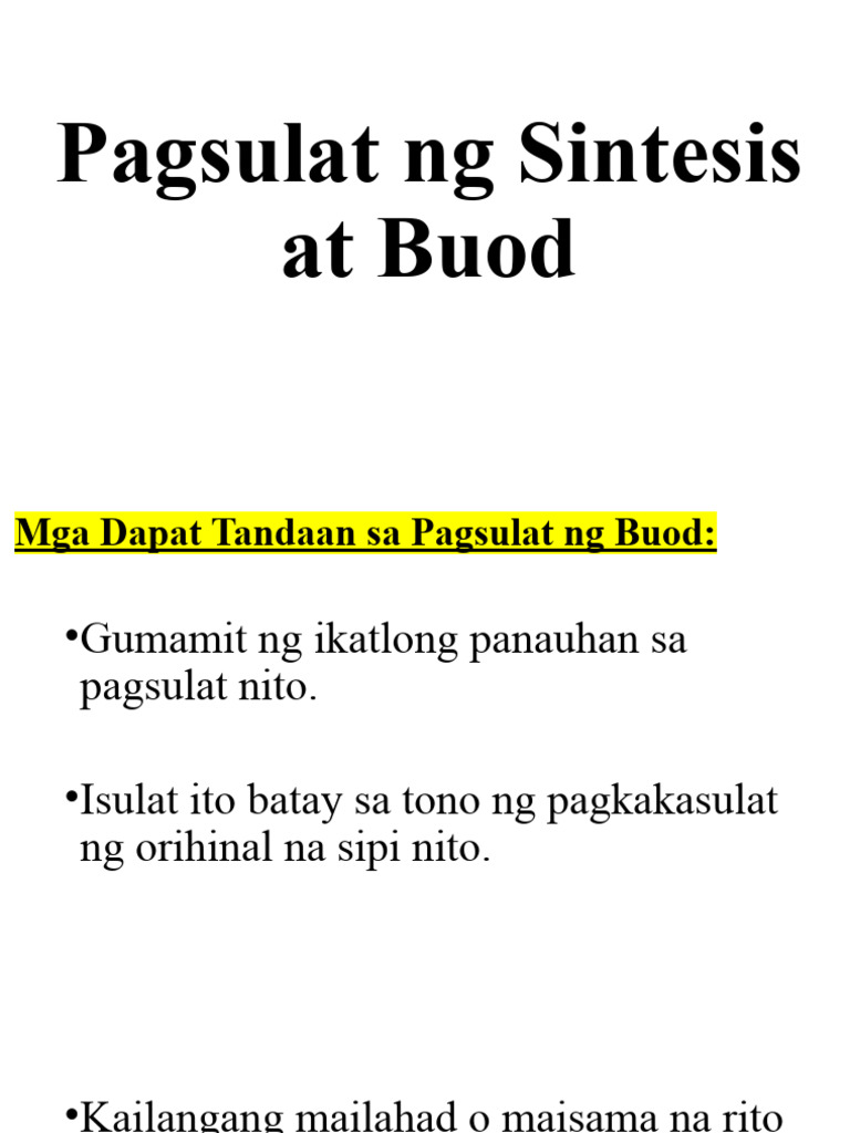 Pagsulat NG Buod | PDF