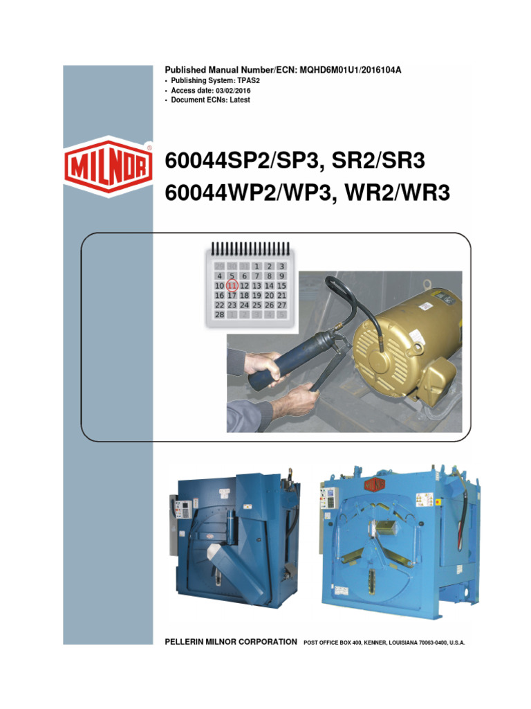 Milnor 60044sp2 Sp3 Sr2 Sr3 | PDF | Pump | Mechanical Engineering