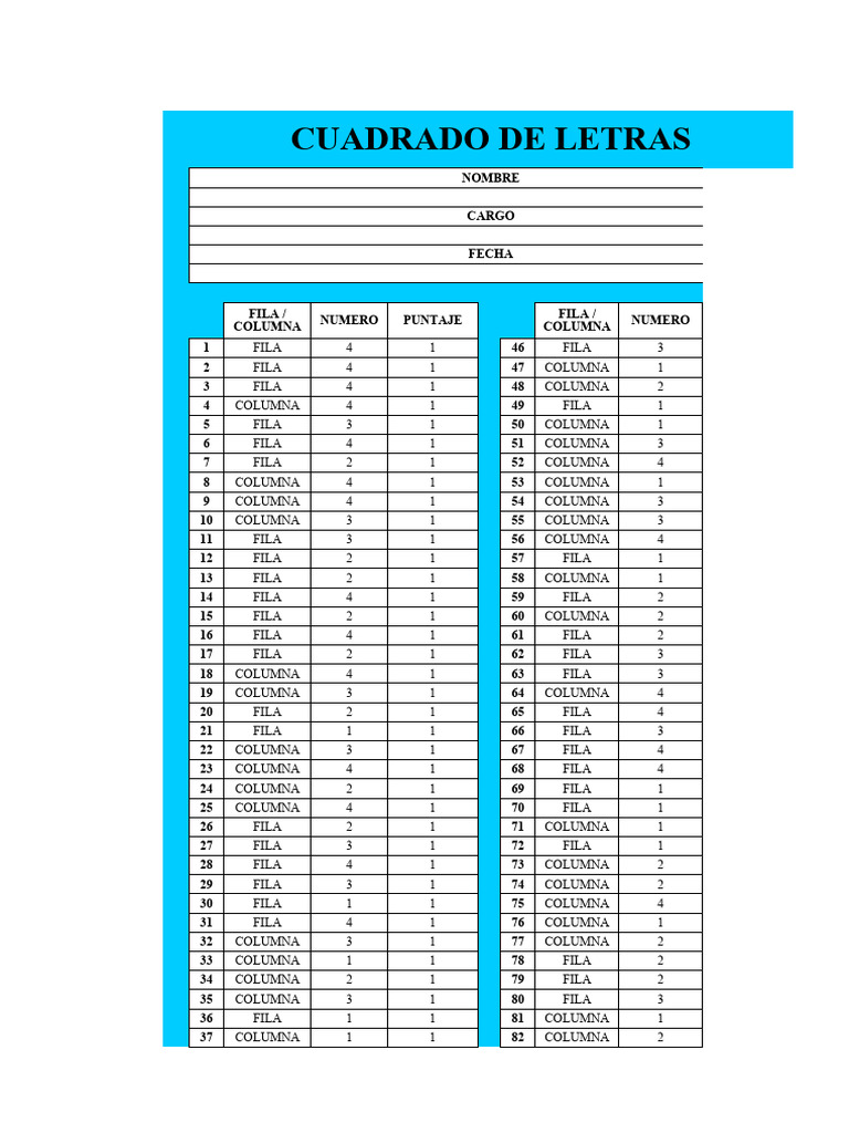 Plantilla Cuadrado de Letras | PDF