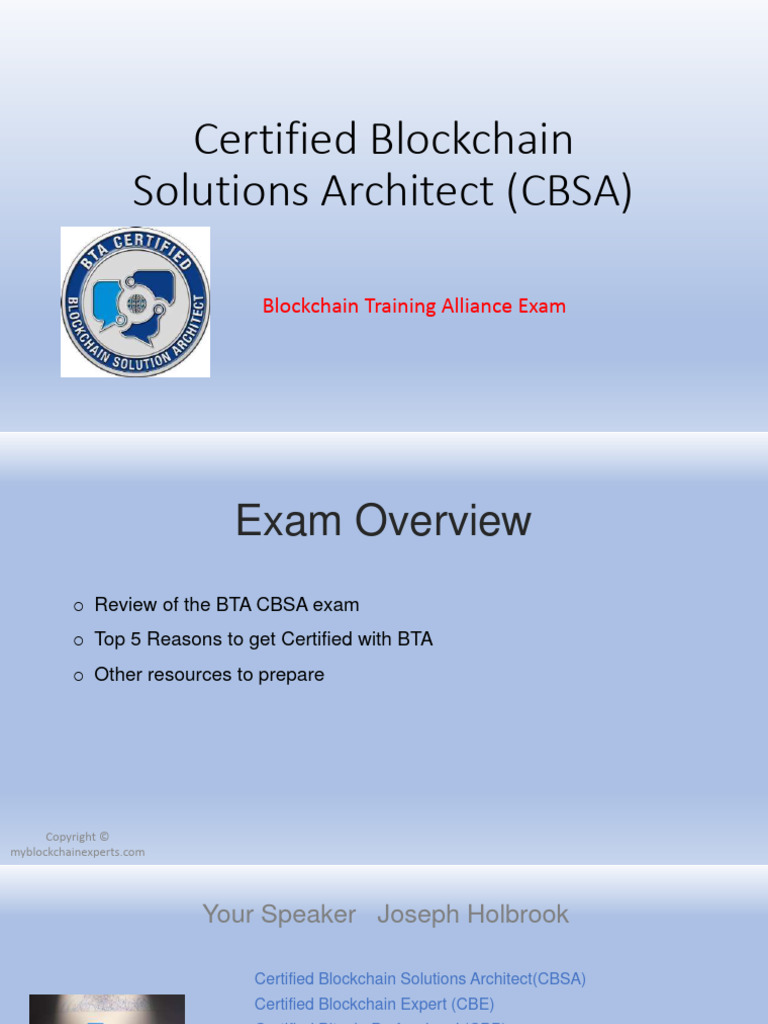 Certified Blockchain Solutions Architect (CBSA) : Blockchain Training Alliance Exam | PDF ...