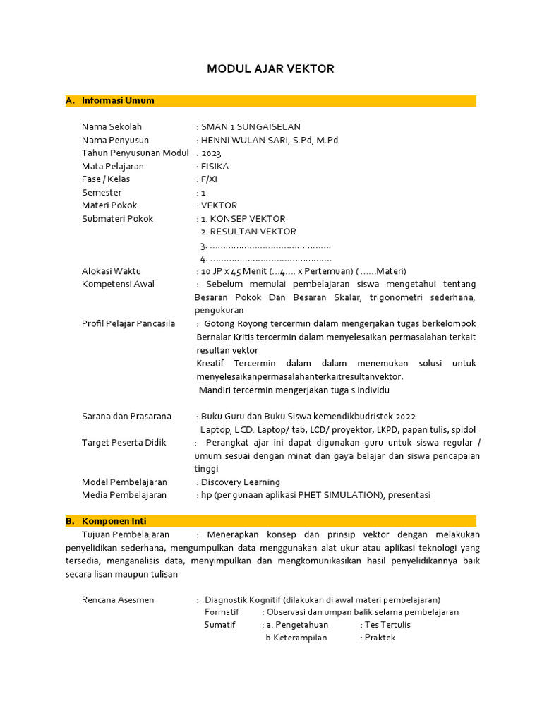 Format Modul Ajar | PDF | Karier & Perkembangan | Seni