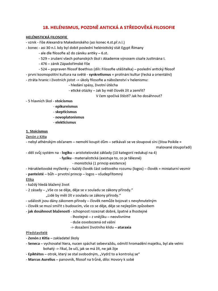 Helenismus, Pozdne Anticka A Stredoveka Filosofie | PDF