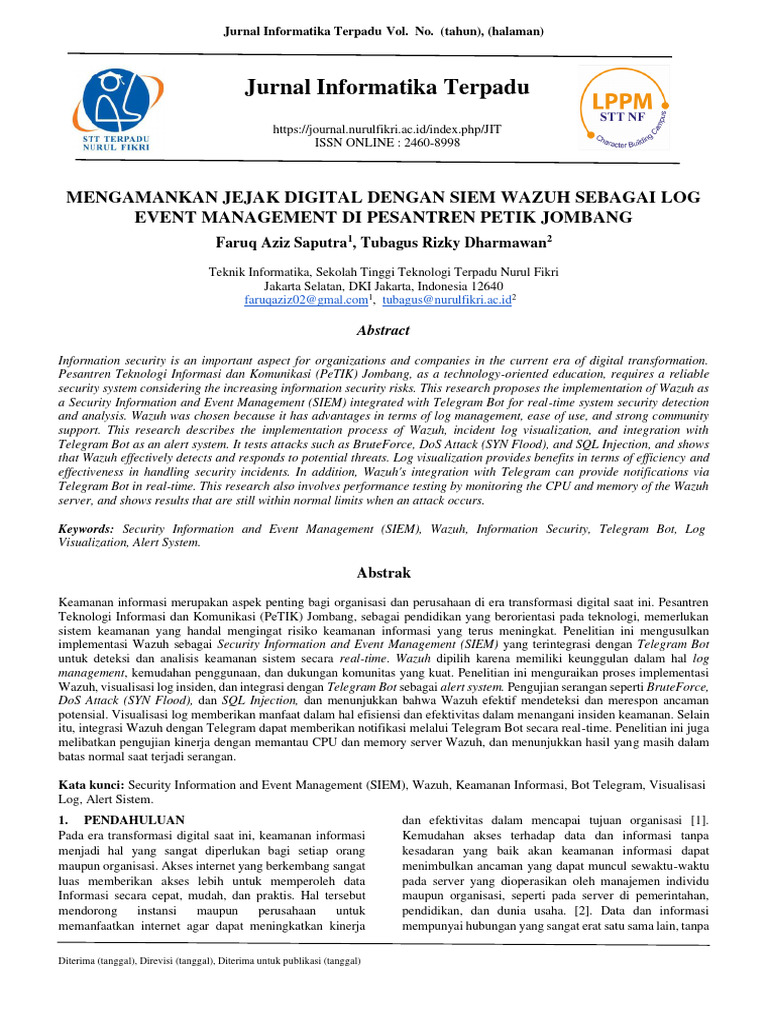 Wazuh - Faruq Aziz Saputra - Jurnal - 2024 | PDF | Komputer