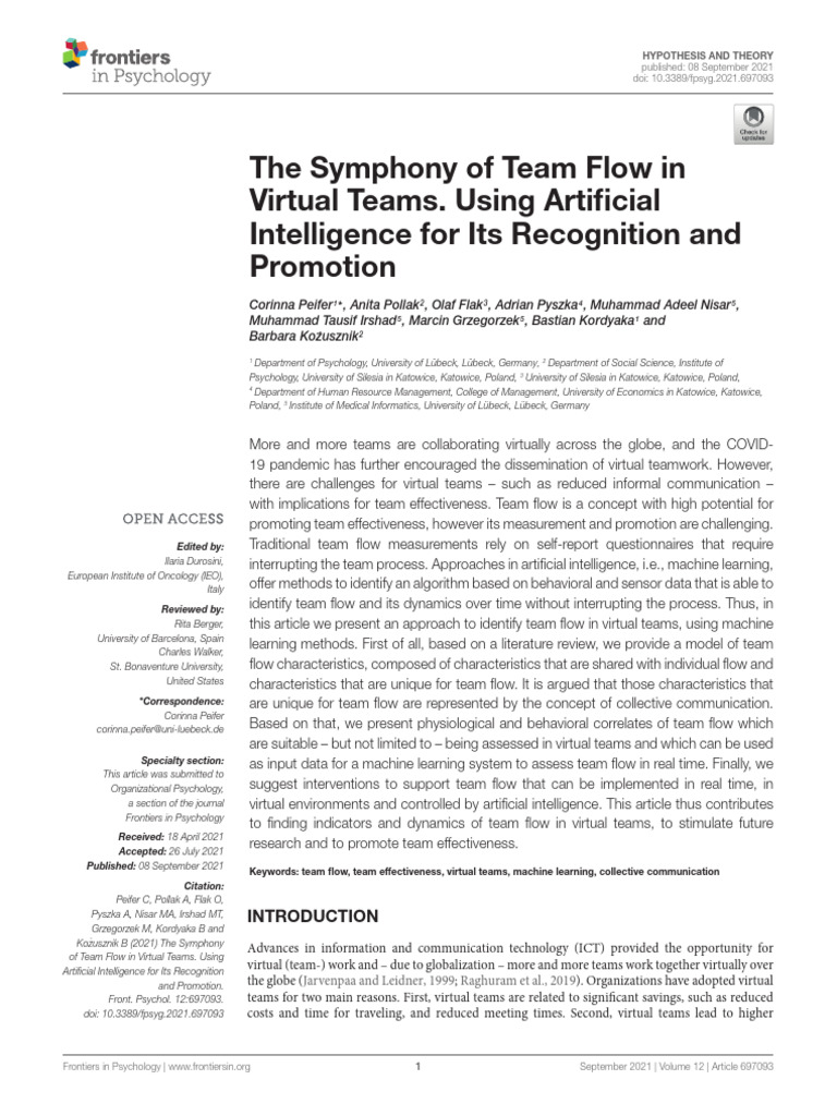 Team Flow in Virtual Teams: AI Insights | PDF | Communication | Machine ...