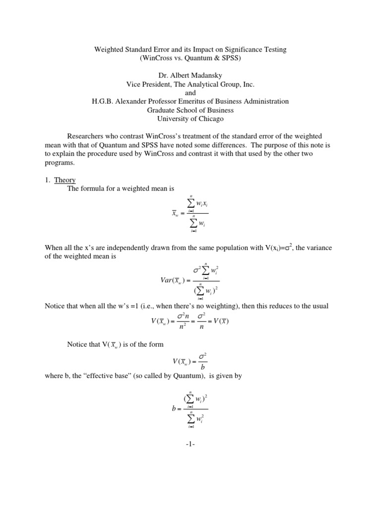 Weighted Mean Error in Significance Testing | PDF | Teaching Methods ...