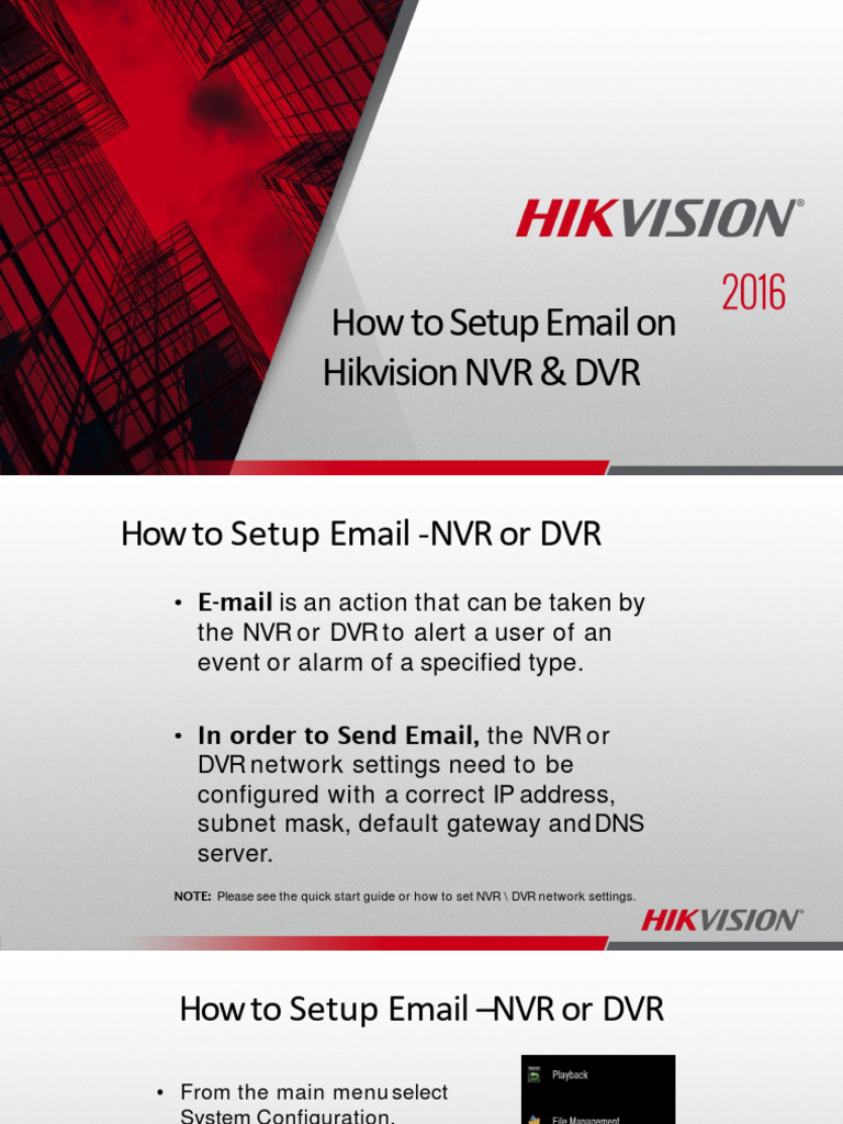 How To Setup Email On Hikvision NVR DVR | PDF | Transport Layer Security | Network Protocols