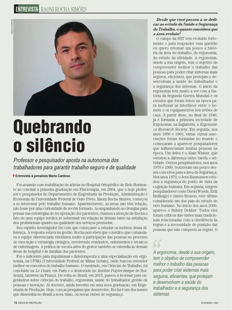 Entrevista Ramon Revista Proteção | PDF | Fatores humanos e Ergonomia ...