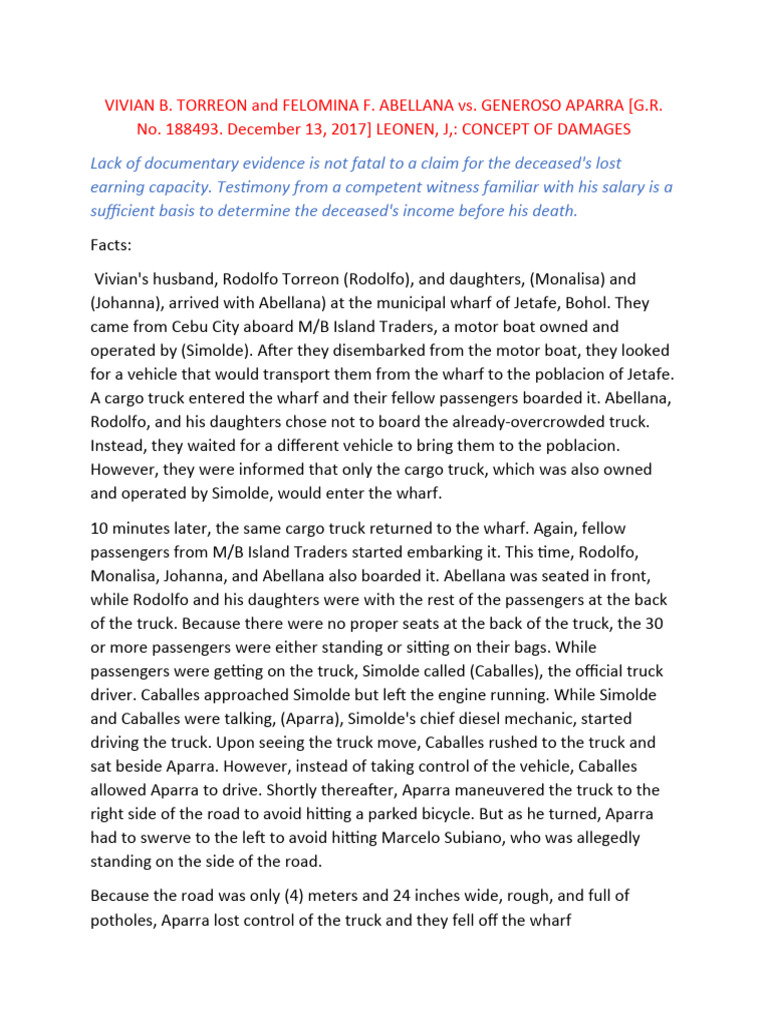 Torreon v. Abella & Aparra | PDF | Damages | Lawsuit