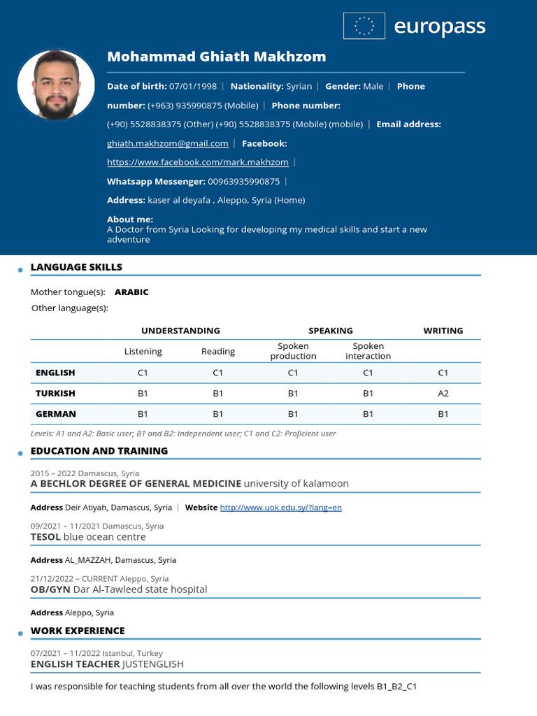 CV - Mohammad Ghiath Makhzom | PDF | Syria