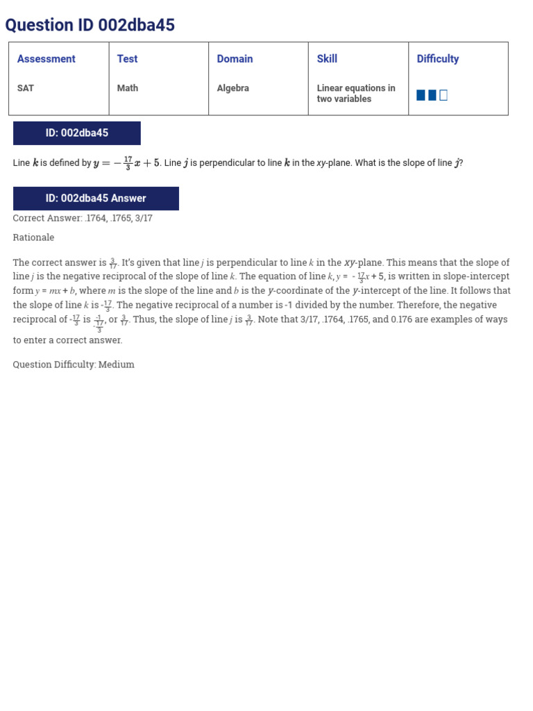 Sat Bank Math Questions With Answers | PDF | Equations | Algebra