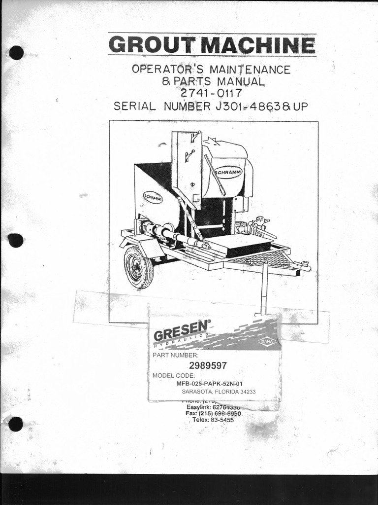 Grout Machine Operator's Manual | PDF | Cement | Casing (Borehole)