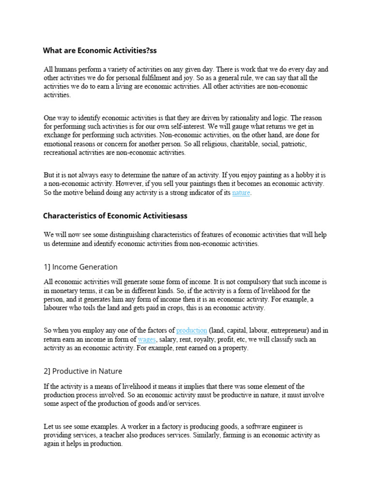 Human Physical Geography Economic Activities Report | PDF | Economics ...