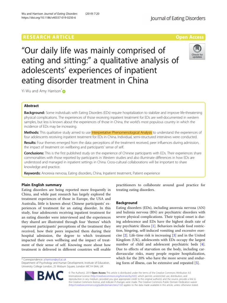 Chinese Adolescents' ED Treatment Insights | PDF | Eating Disorder ...