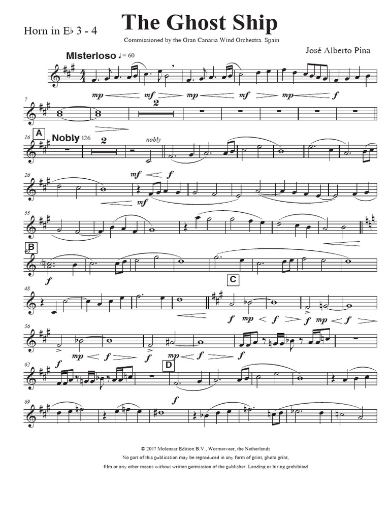 The Ghost Ship - Eb Horn 3 - 4 - Horn in Eb 3 - 4 | Download Free PDF | Musicology | Poetics
