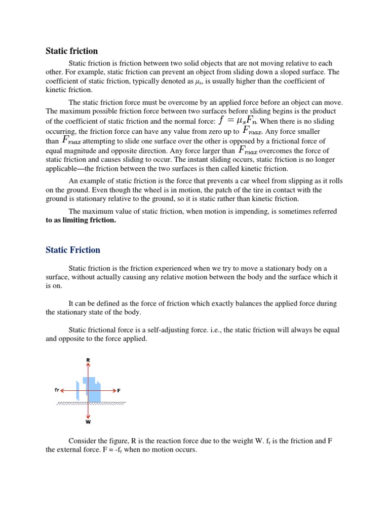 Static Friction | PDF | Friction | Force