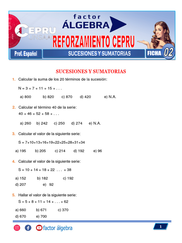 02 Sucesiones y Sumatorias | PDF | Matemáticas