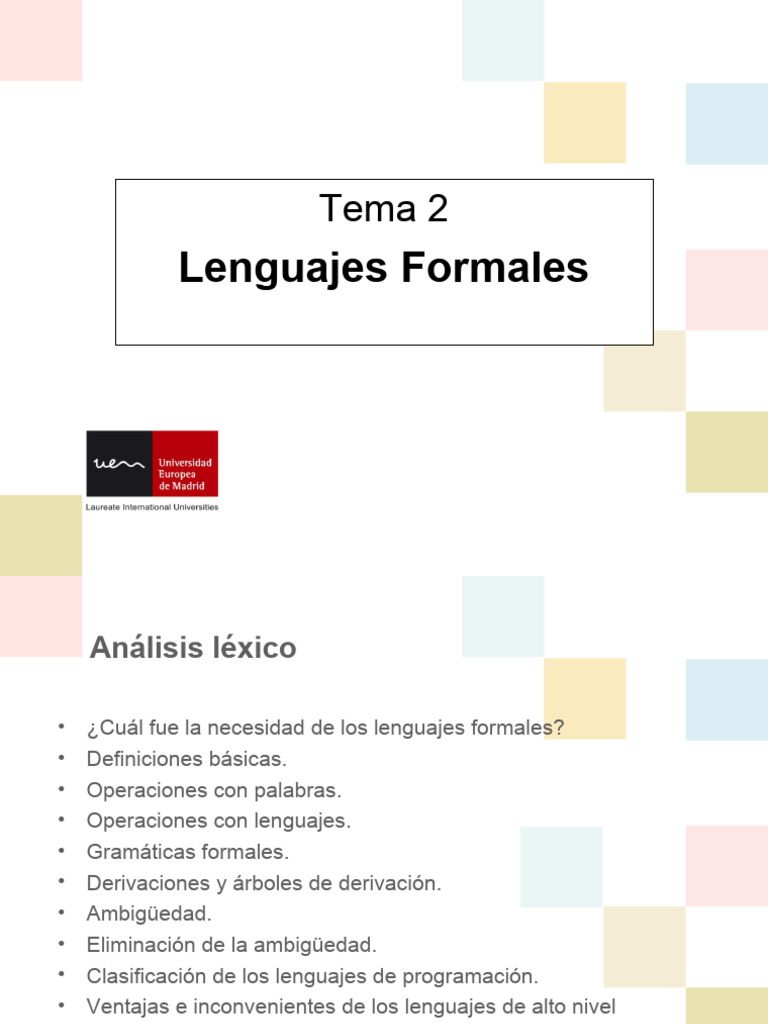 Tema 2 Lenguajes Formales | PDF | Cadena (informática) | Lenguaje de programación