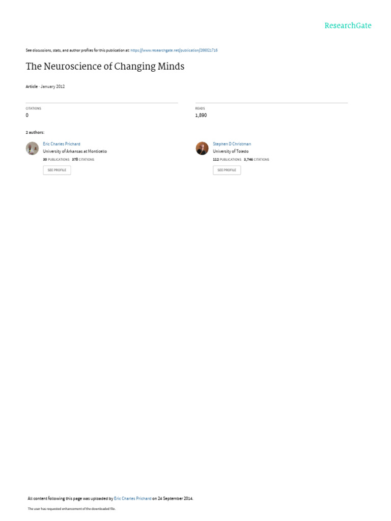 The Neuroscience of Changing Minds | PDF | Neuropsychology | Thought