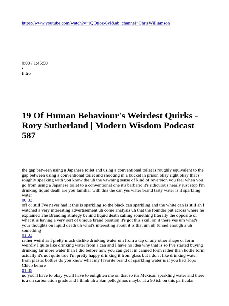 Rory Sutherland talks to Chris Williamson | PDF | Headphones | You Tube
