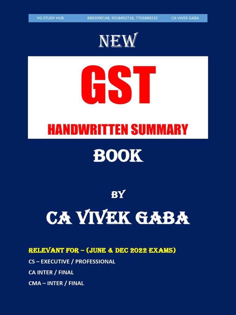 Latest GST Handwritten Summary Book For June and Dec 2022 Exams by CA ...