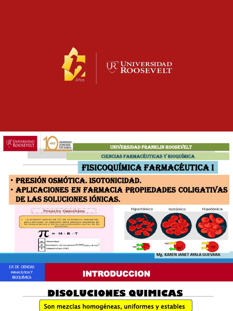 Clase 16 Presión Osmótica. Isotonicidad | PDF | Ósmosis | Fenómenos ...