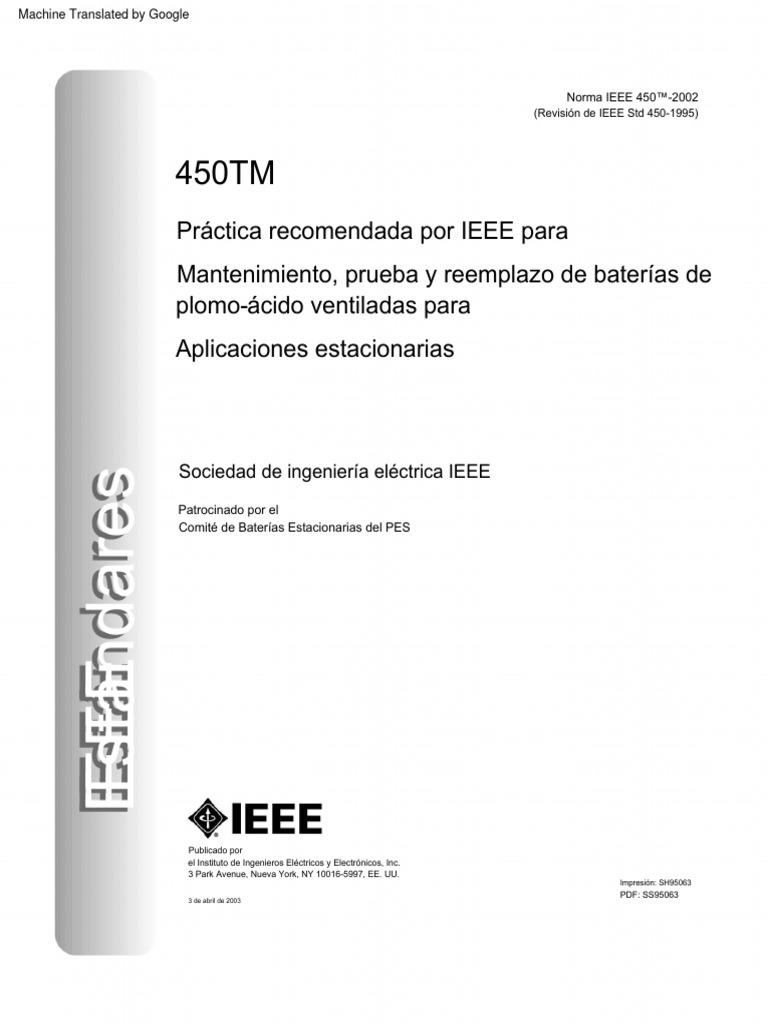 Ieee STD 450 450tm Eee Standards Ieee Standards - Español | PDF ...