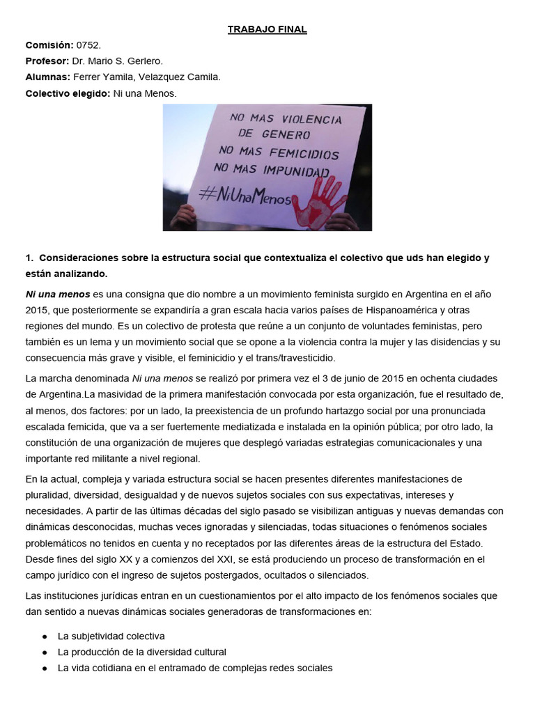 Tp Final - Ni Una Menos | PDF | Psicología Social