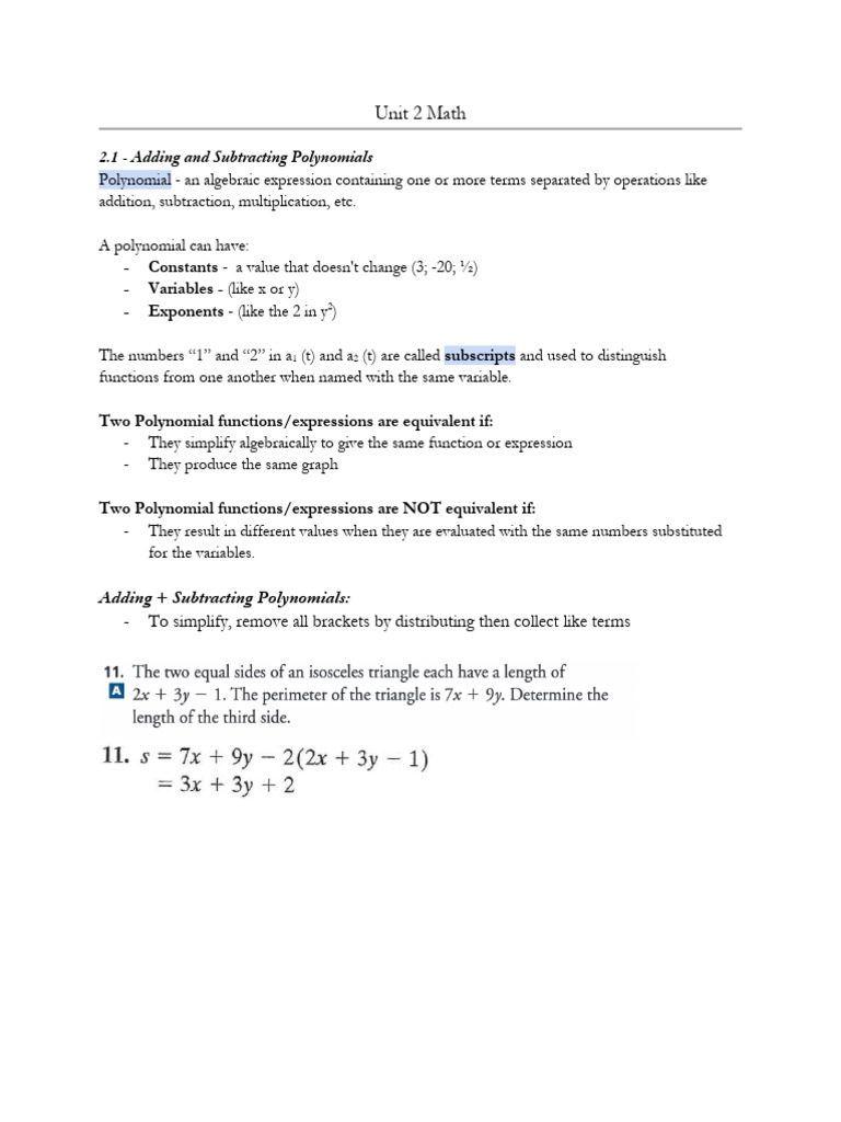 Unit 2 - Math Review | PDF | Polynomial | Factorization