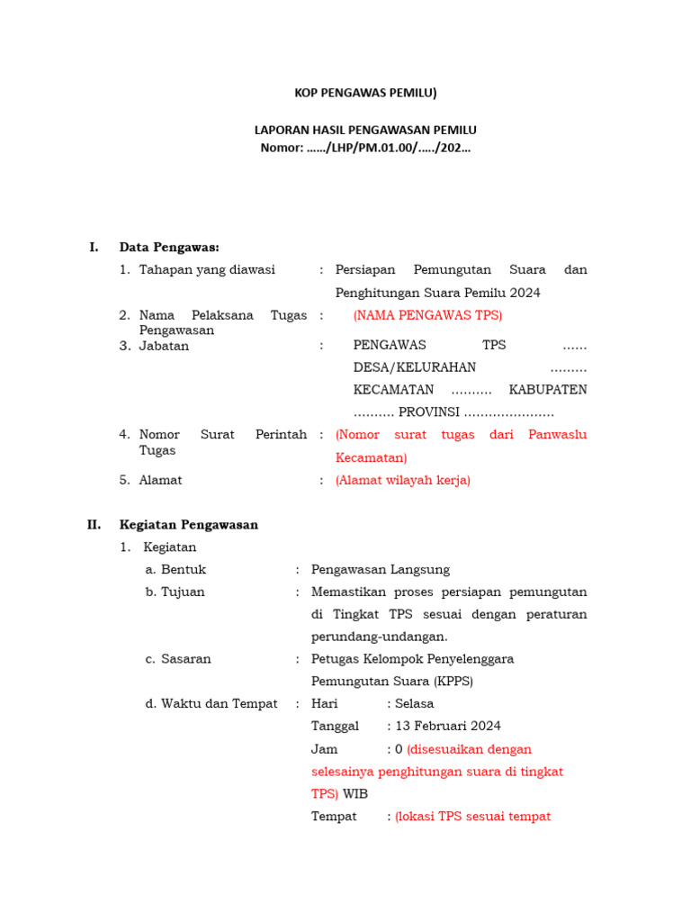 Form A Persiapan Pemungutan Suara | PDF