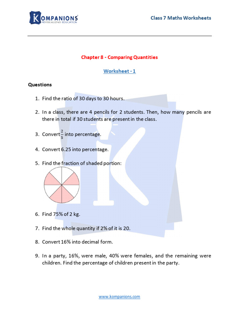 Class 7 Maths: Comparing Quantities | PDF