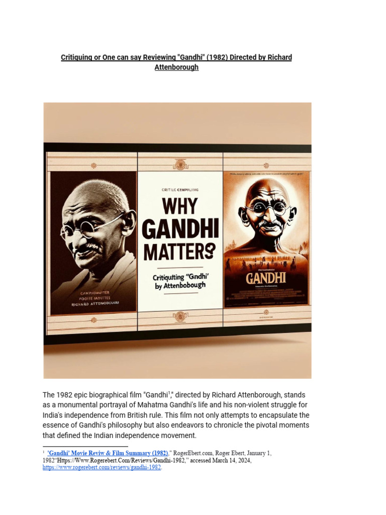 Review of Attenborough's "Gandhi" Film | PDF | Mahatma Gandhi | Nonviolence